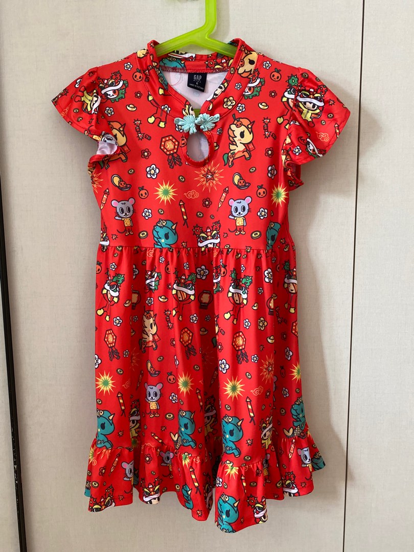 Red Tokidoki Cheongsum Dress, Babies & Kids, Babies & Kids Fashion on ...