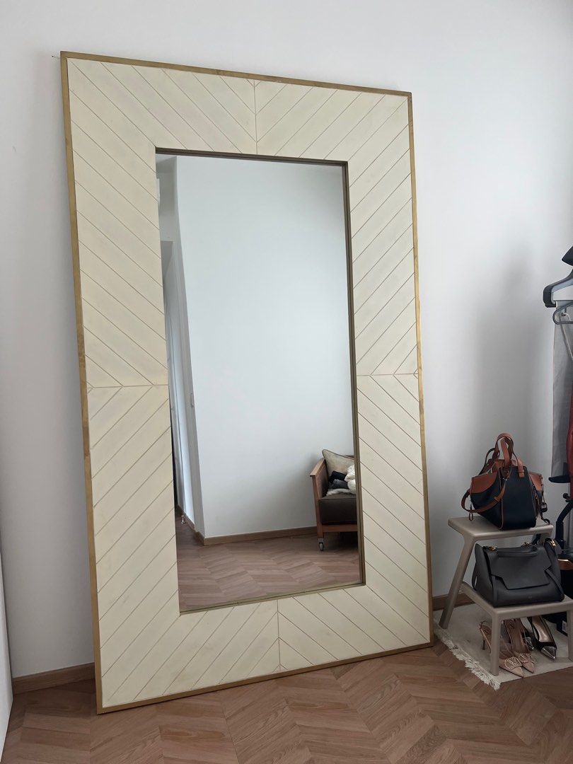 Rooma mid century modern white & gold mirror , Furniture & Home Living ...
