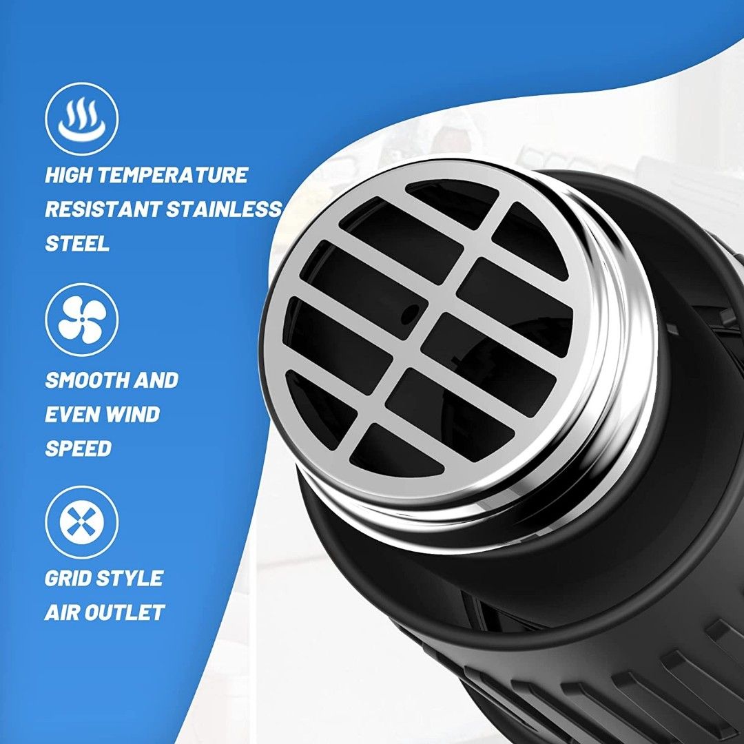 SEEKONE Heat Gun, 1800W Heavy Duty Hot Air Gun Kit with 572℉&1112℉ Dual-Temperature Settings and ...