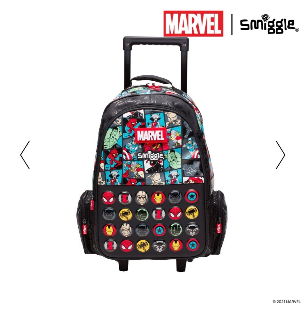 Smiggle Marvel Trolley Backpack with Light Up Wheels, Hobbies & Toys ...