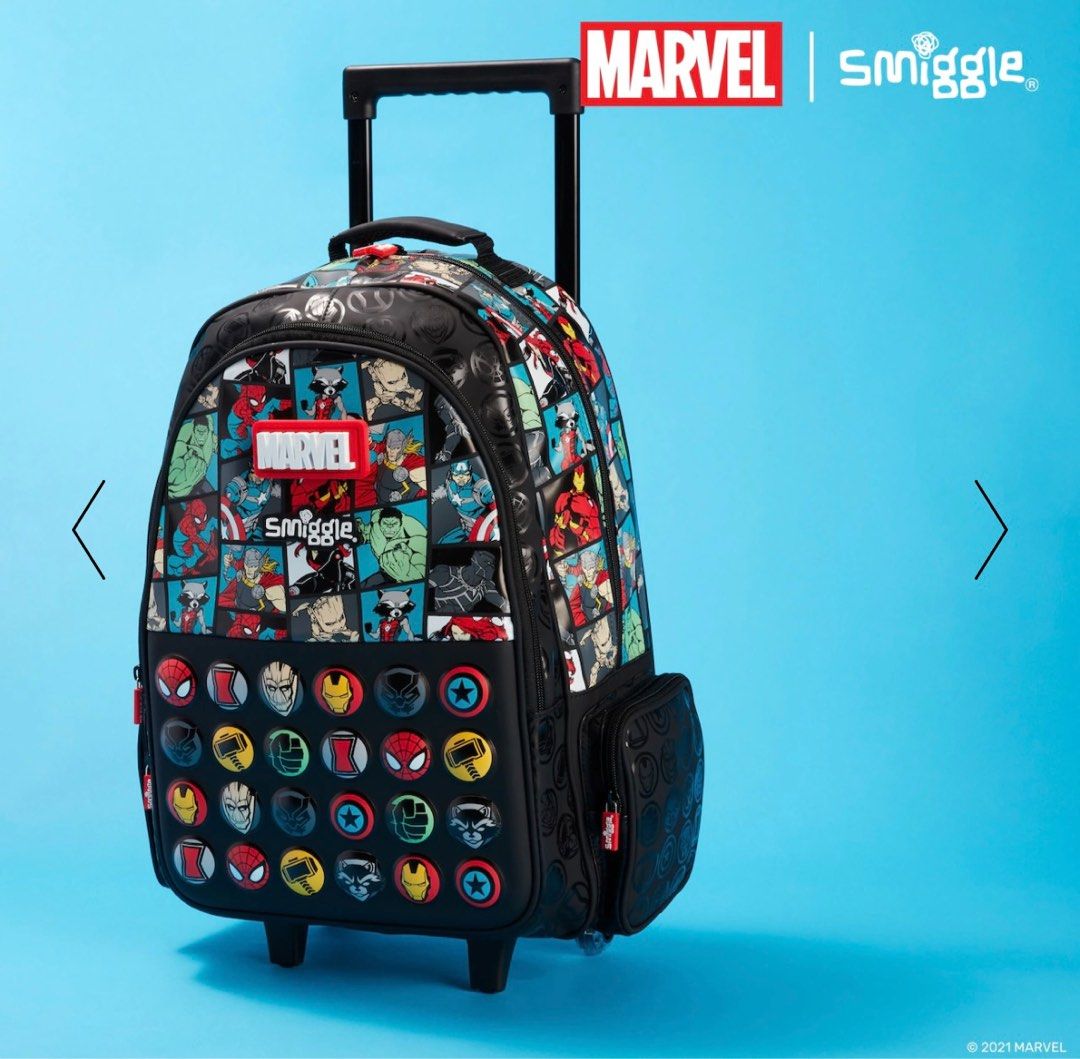 Smiggle Marvel Trolley Backpack with Light Up Wheels, Hobbies & Toys ...
