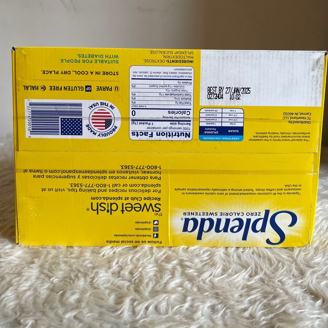 Splenda Zero Calorie Sweetener 1000 packets 2.2lbs 1kg, Food & Drinks ...