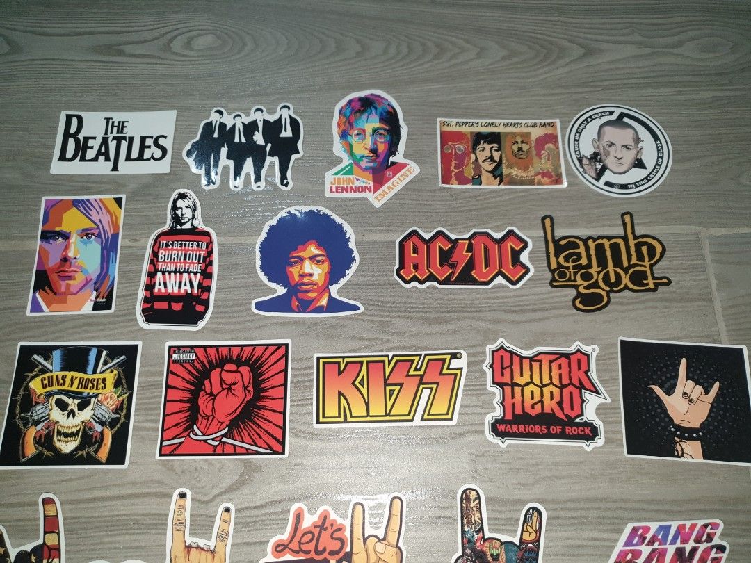 Stickers rock bands beatles nirvana jimi hendrix lamb of god guitar ...