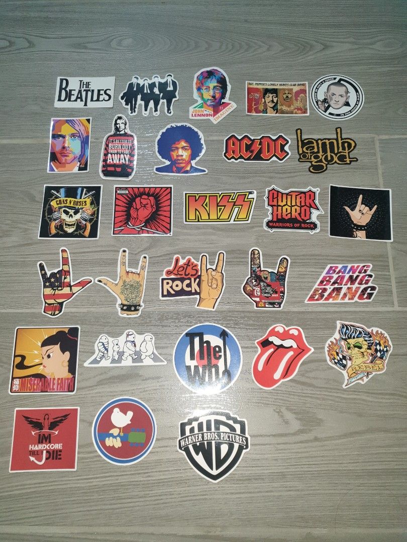 Stickers rock bands beatles nirvana jimi hendrix lamb of god guitar ...