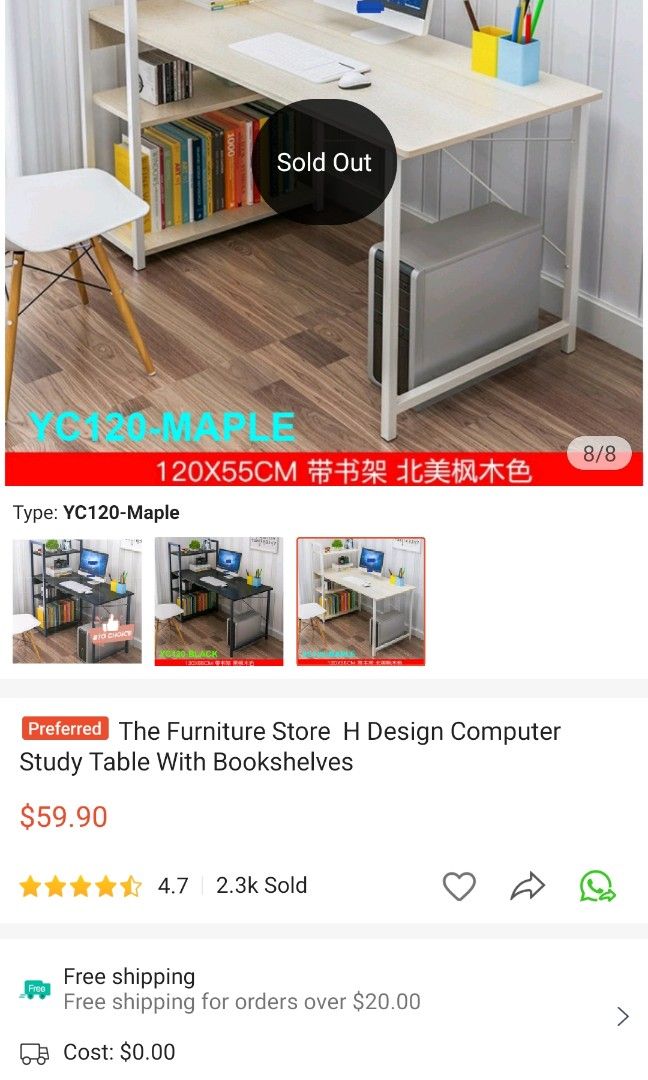 Study/Work Table with Shelves!, Furniture & Home Living, Furniture, Tables & Sets on Carousell