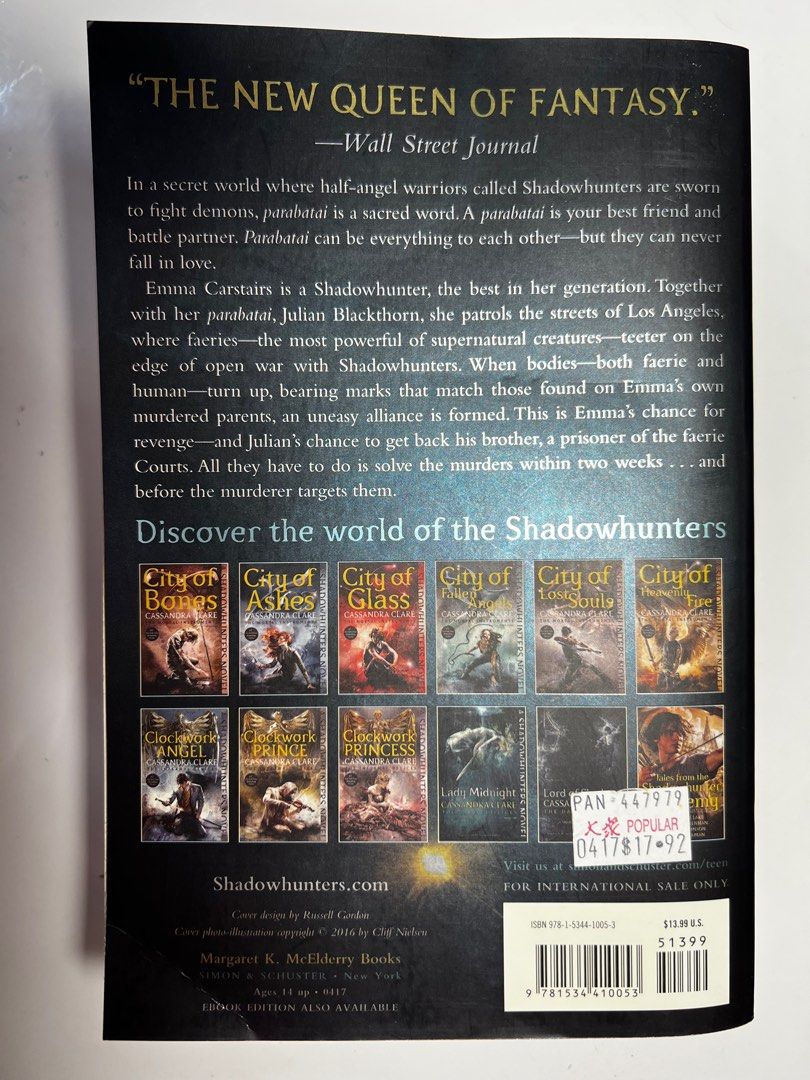 The Dark Artifices - Lady Midnight (Book One) by Cassandra Clare ...