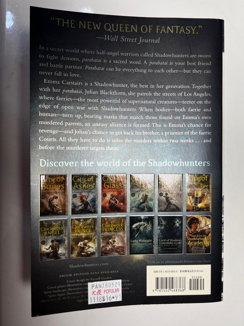 The Dark Artifices - Lady Midnight (Book One) by Cassandra Clare ...
