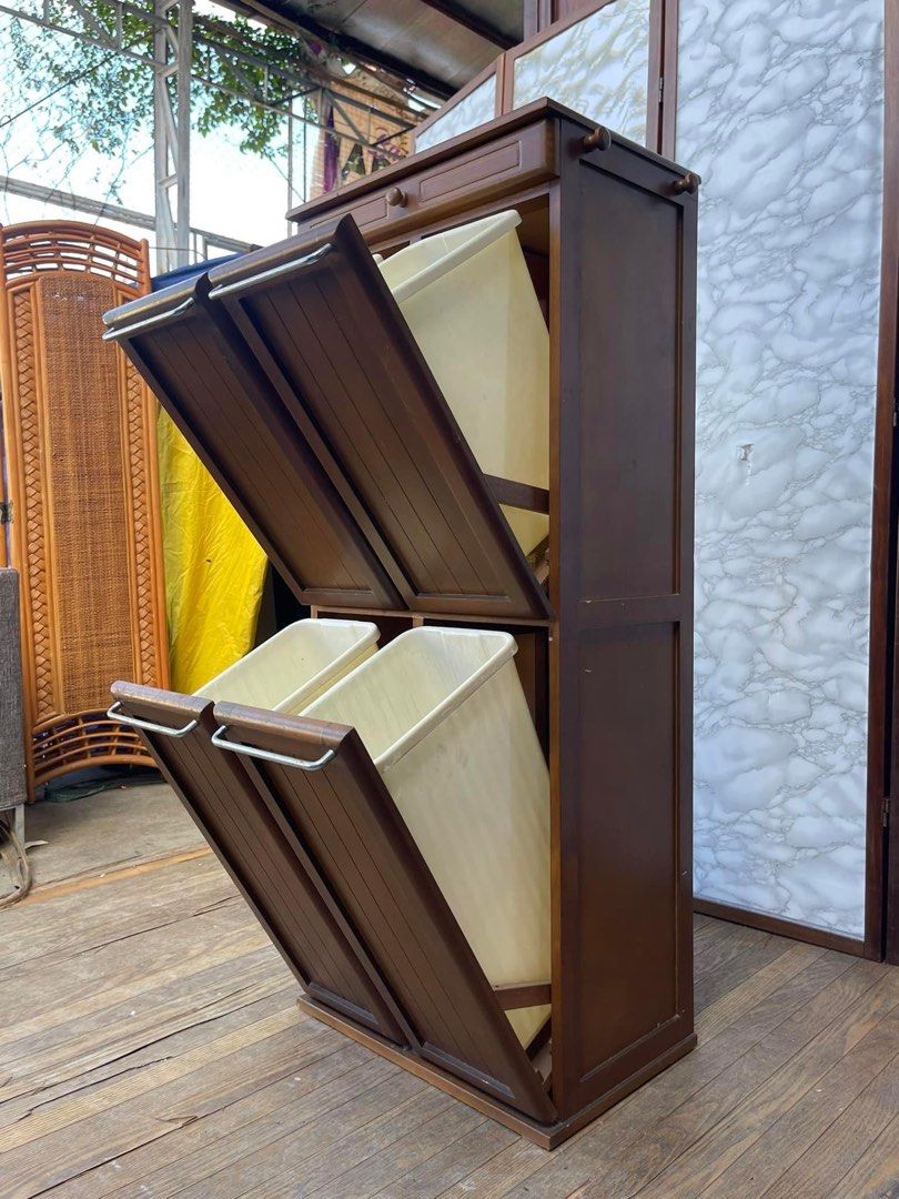 Trash bin cabinet, Furniture & Home Living, Furniture, Shelves ...
