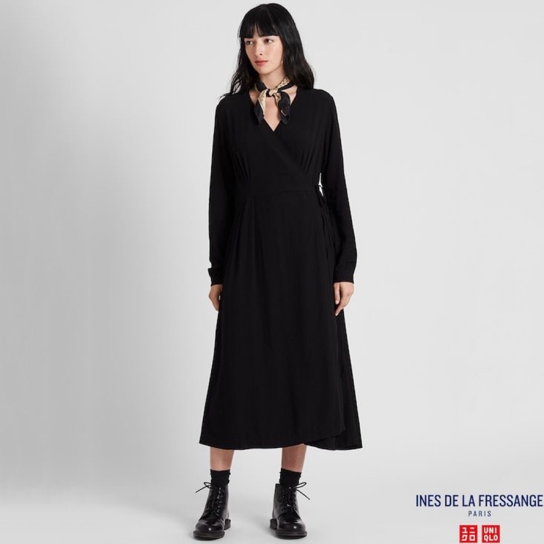 Uniqlo wrap dress, Fesyen Wanita, Pakaian Wanita, Gaun & Rok di Carousell