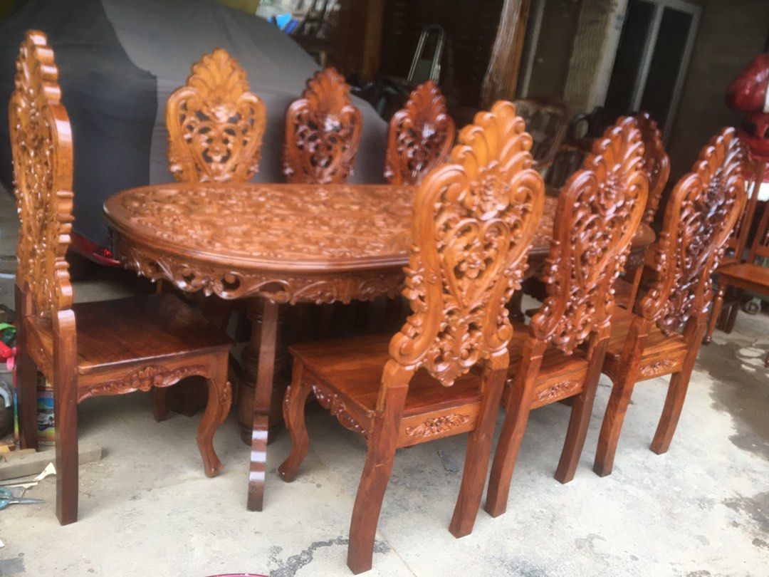 Very beautiful solid narra dining set, Furniture & Home Living ...