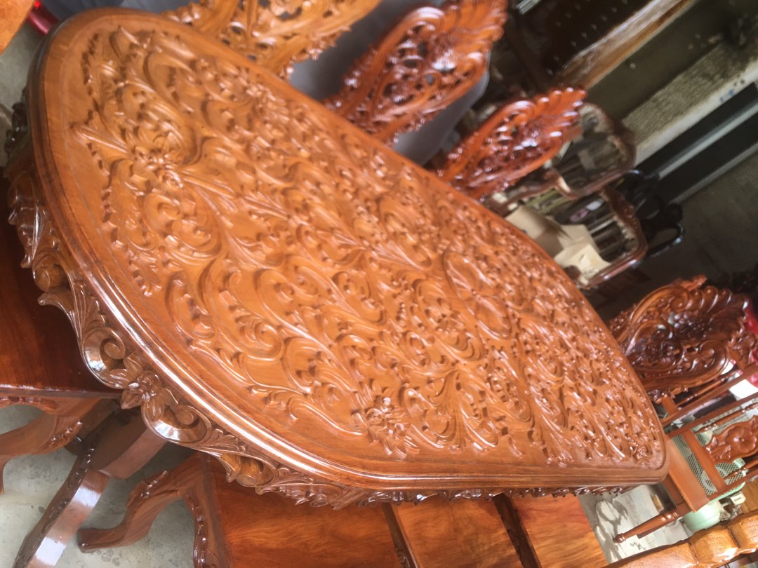 Very beautiful solid narra dining set, Furniture & Home Living ...