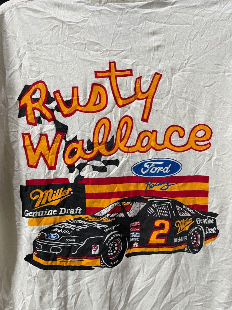Vintage Nascar Ford Racing Rusty Wallace No 2, Men's Fashion, Tops ...