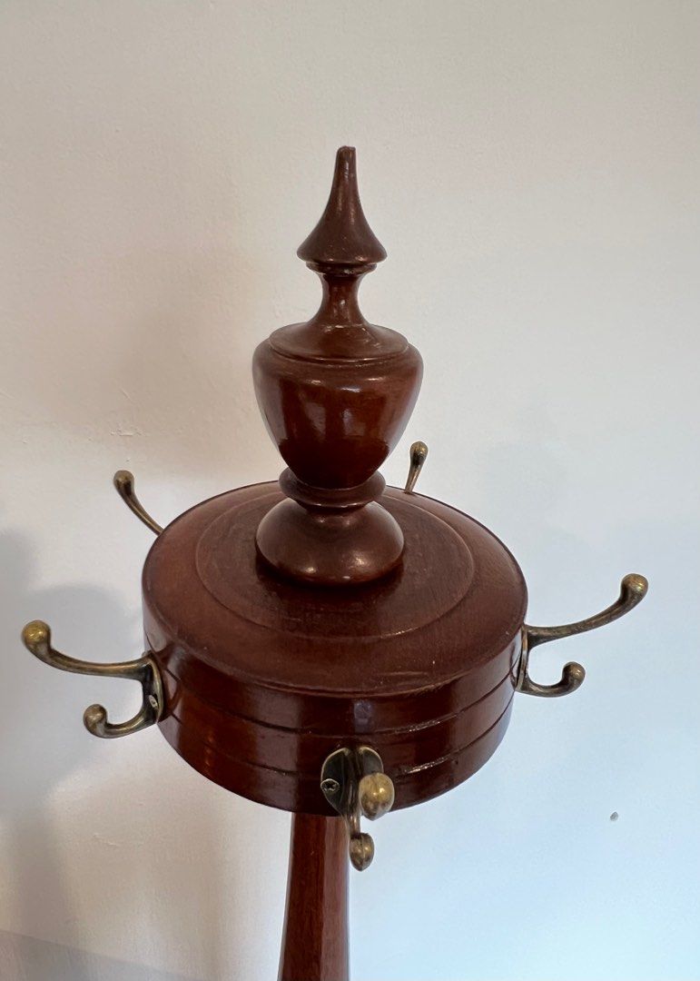 Vintage teak clothes stand with 5 hooks that swivel for convenience ...