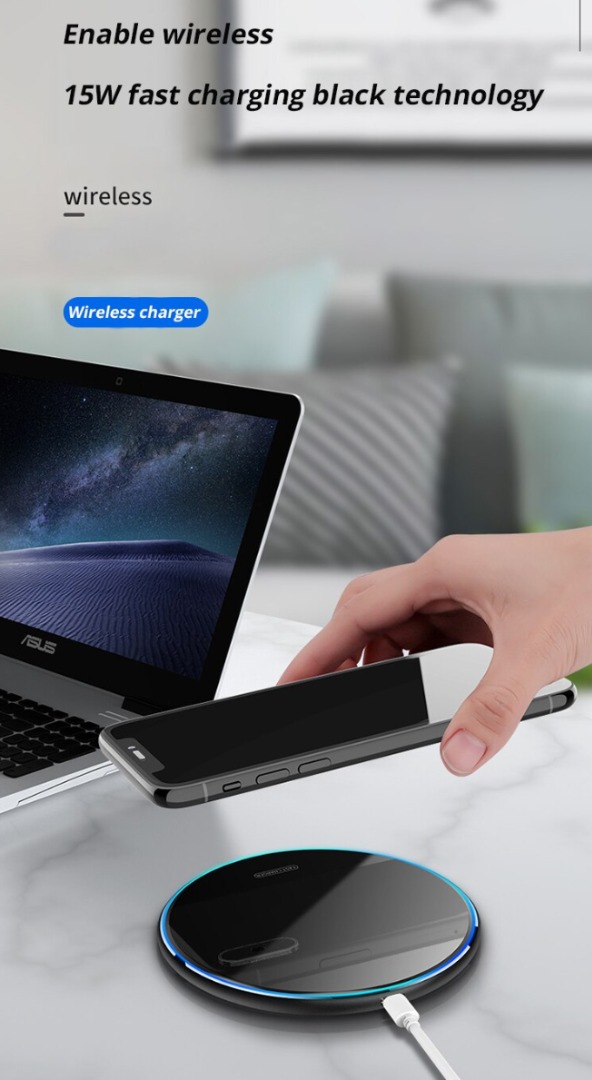 Wireless Charger 15W Qi Portable Quick Charge Type C Fast Charging Pad ...