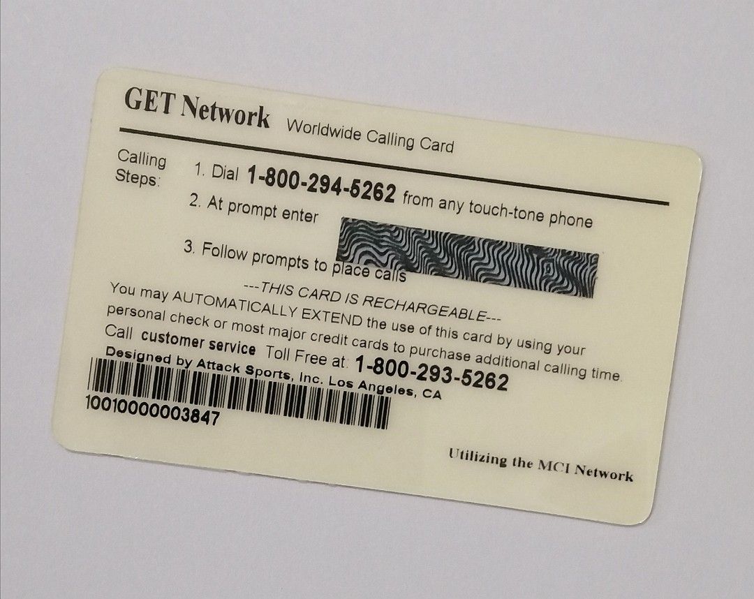 $10 WORLDWIDE CALLING CARD " GLOBALCOM A DIVISION UNIVERSAL TELECOM ...