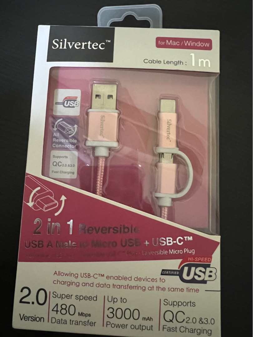 Silvertec 2 in 1 reversible cable, Mobile Phones & Gadgets, Mobile ...