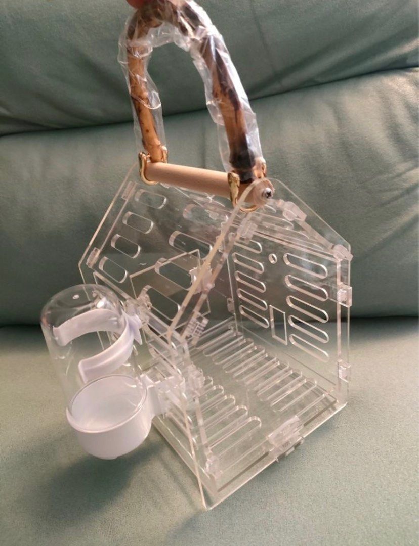 4mm Acrylic Travel Cage Carrier for Parrots, birds and small animals S ...