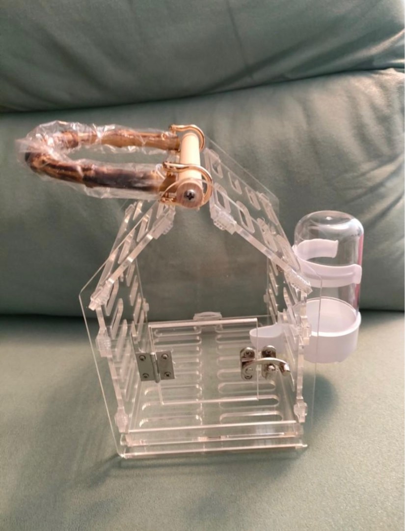 4mm Acrylic Travel Cage Carrier for Parrots, birds and small animals S ...