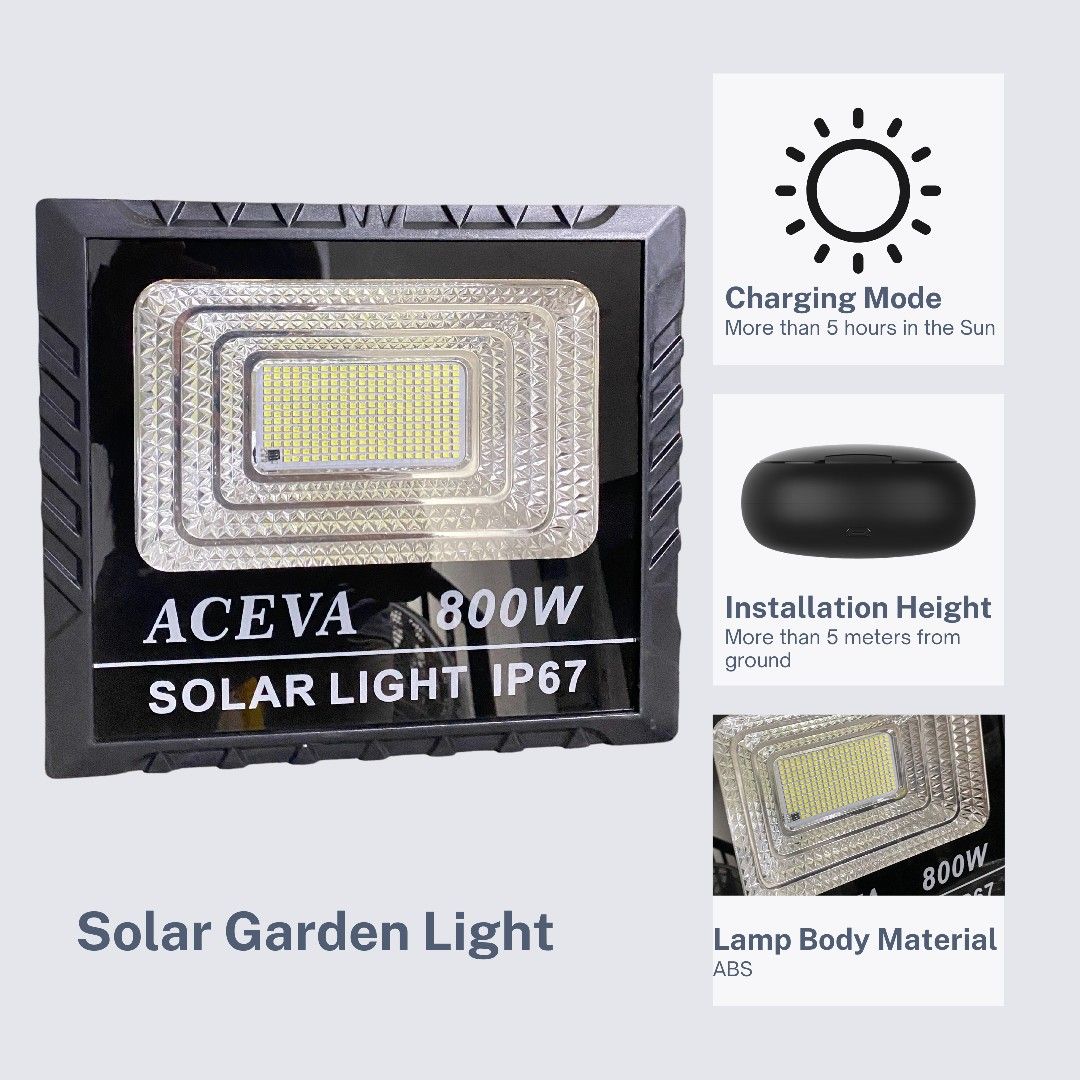 800Watts Solar Garden Light, Furniture & Home Living, Lighting & Fans ...
