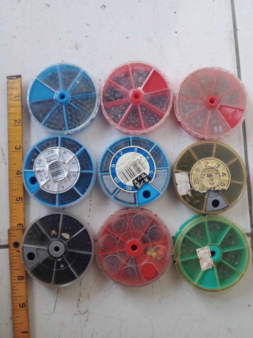 9 containers of small fishing weights, Sports Equipment, Fishing on ...
