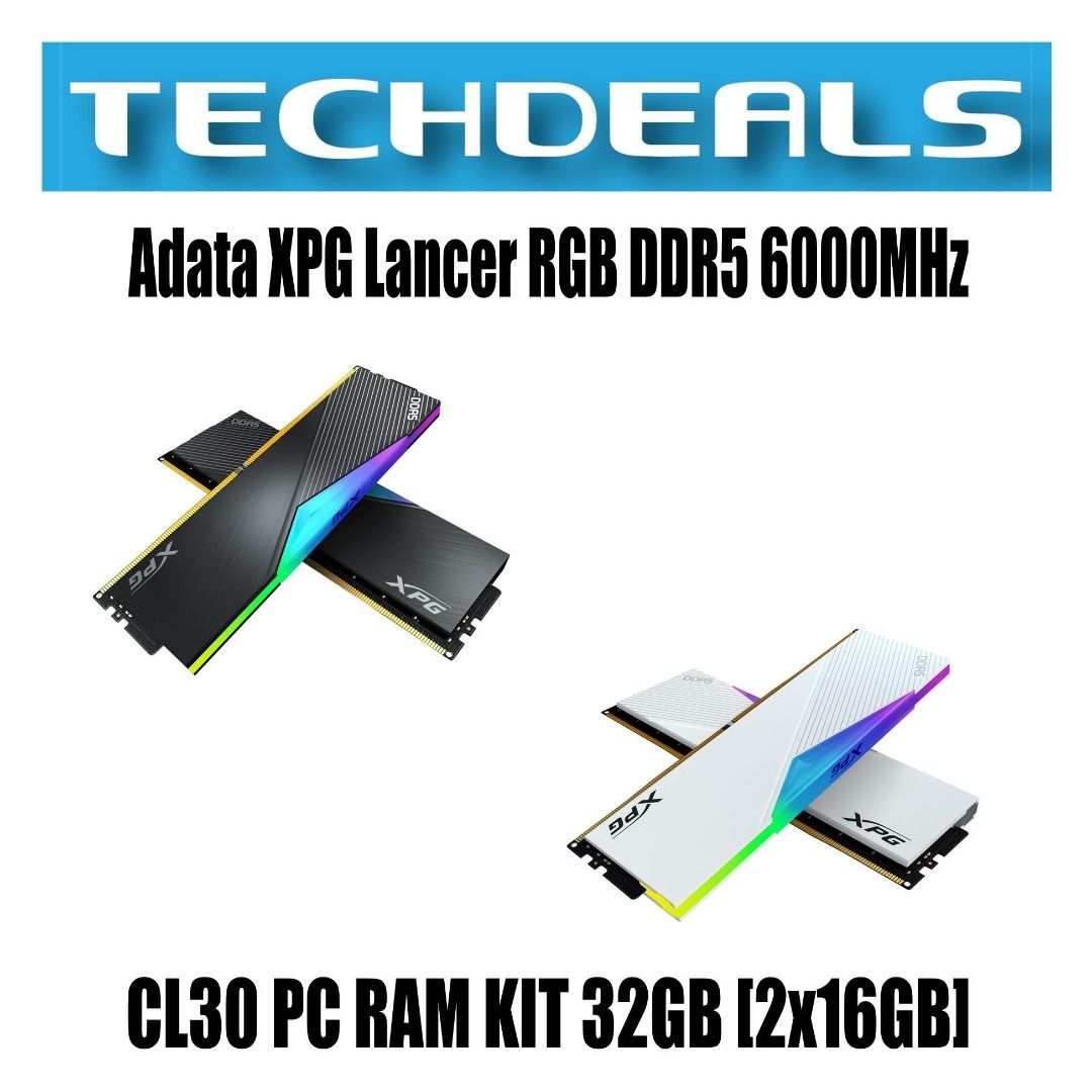 Adata XPG Lancer RGB DDR5 6000MHz CL30 PC RAM KIT 32GB [2x16GB] - Black ...