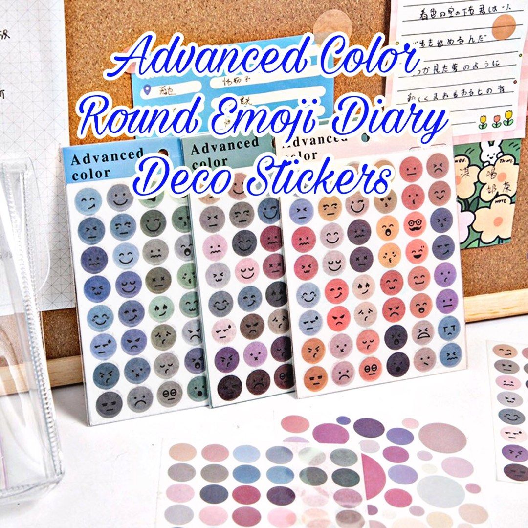 Advanced Color Round Emoji Diary Deco Stickers - Sticker Lucu, Desain ...