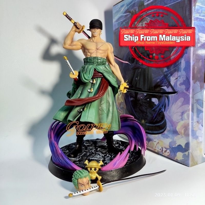 Anime One Piece Figurine Roronoa Zoro Action Figures 25cm Double Headed ...