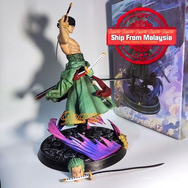 Anime One Piece Figurine Roronoa Zoro Action Figures 25cm Double Headed ...