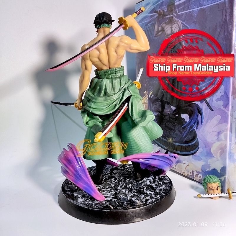 Anime One Piece Figurine Roronoa Zoro Action Figures 25cm Double Headed ...
