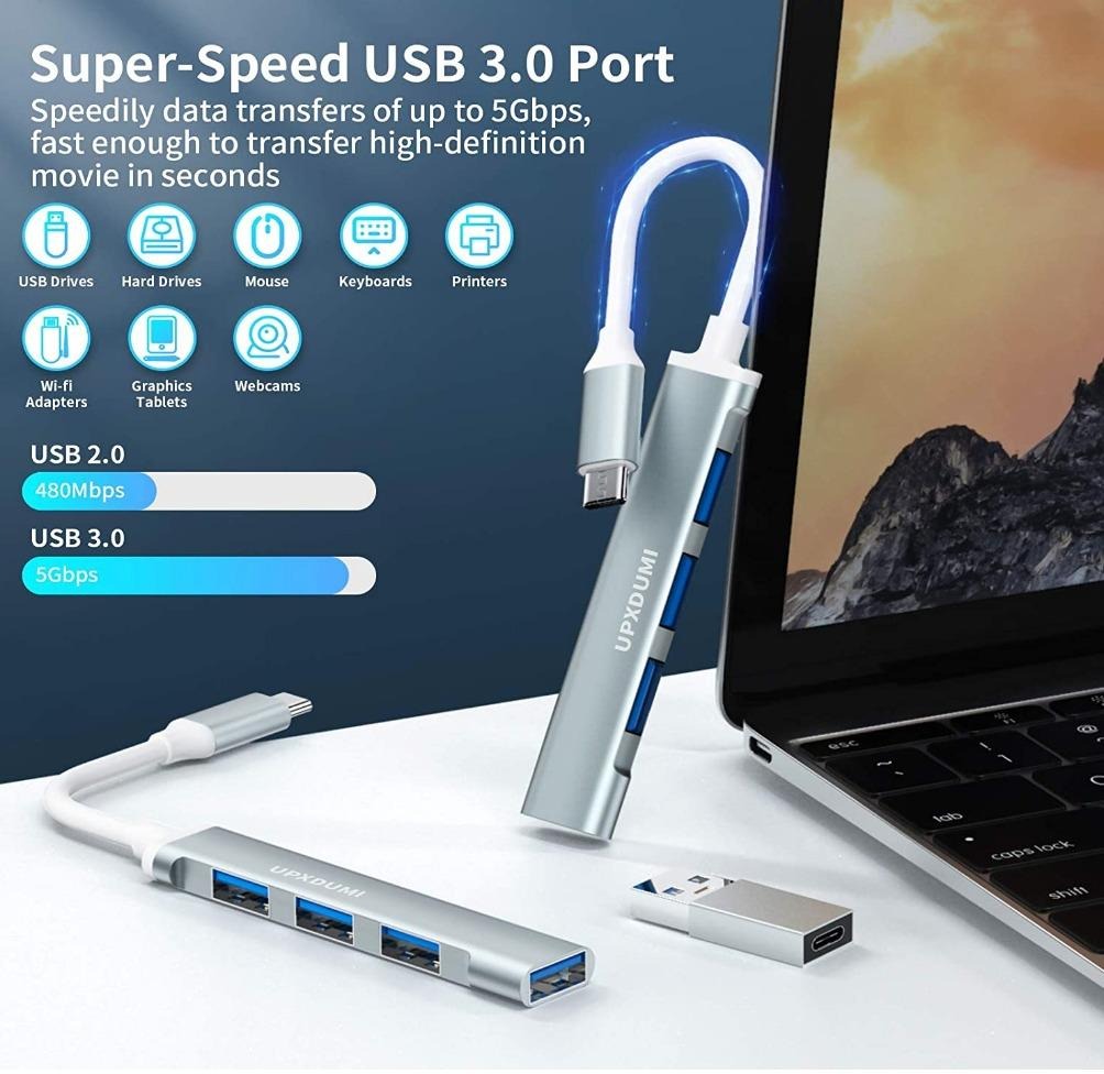 (BEST OFFER) UPXDUMI USB C Hub with USB-C to USB Adapter, UPXDUMI 4 ...