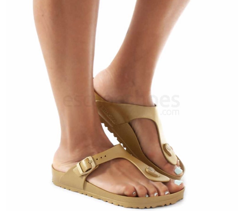 Birkenstock Gizeh Eva Sandals (Gold), Women's Fashion, Footwear ...