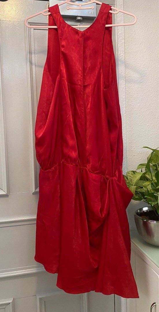 [Brand New] Olivia Dresses - Drape Asymmetrical Red Dress, Women's Fashion, Dresses & Sets ...