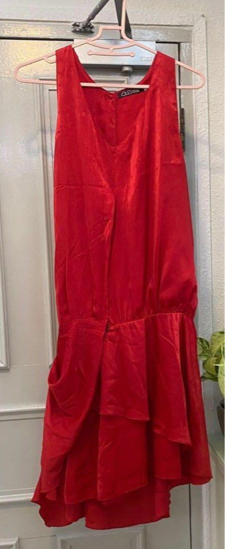 [Brand New] Olivia Dresses - Drape Asymmetrical Red Dress, Women's Fashion, Dresses & Sets ...