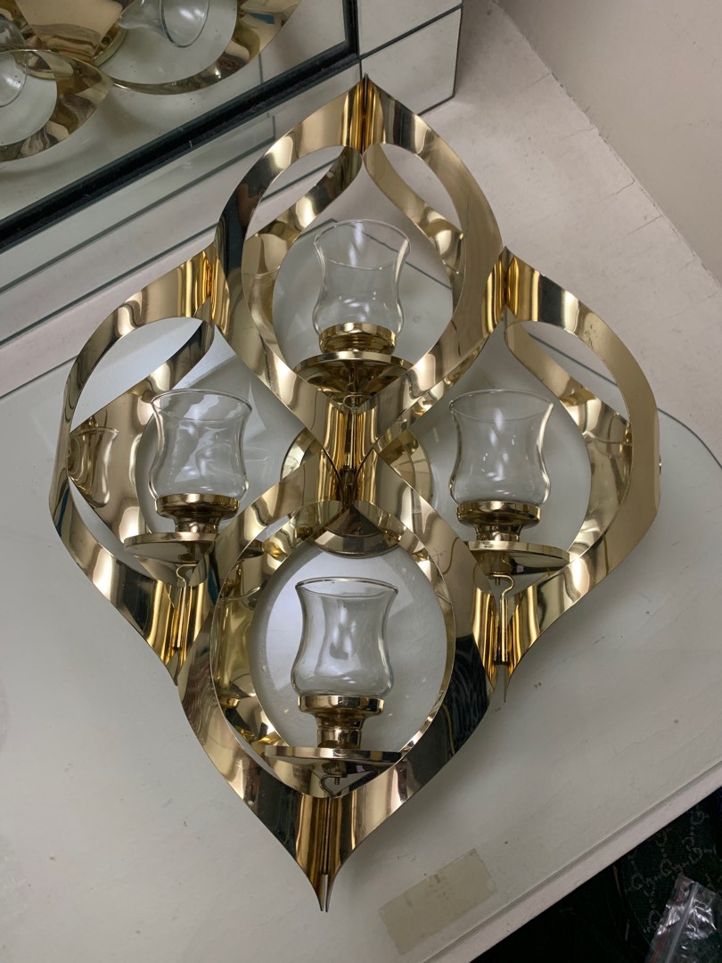 Brass Wall Candle Holder Candelabra, Furniture & Home Living, Home ...