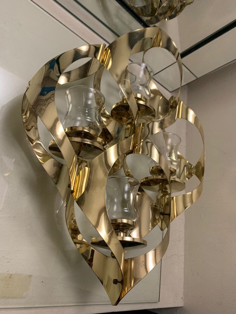 Brass Wall Candle Holder Candelabra, Furniture & Home Living, Home ...