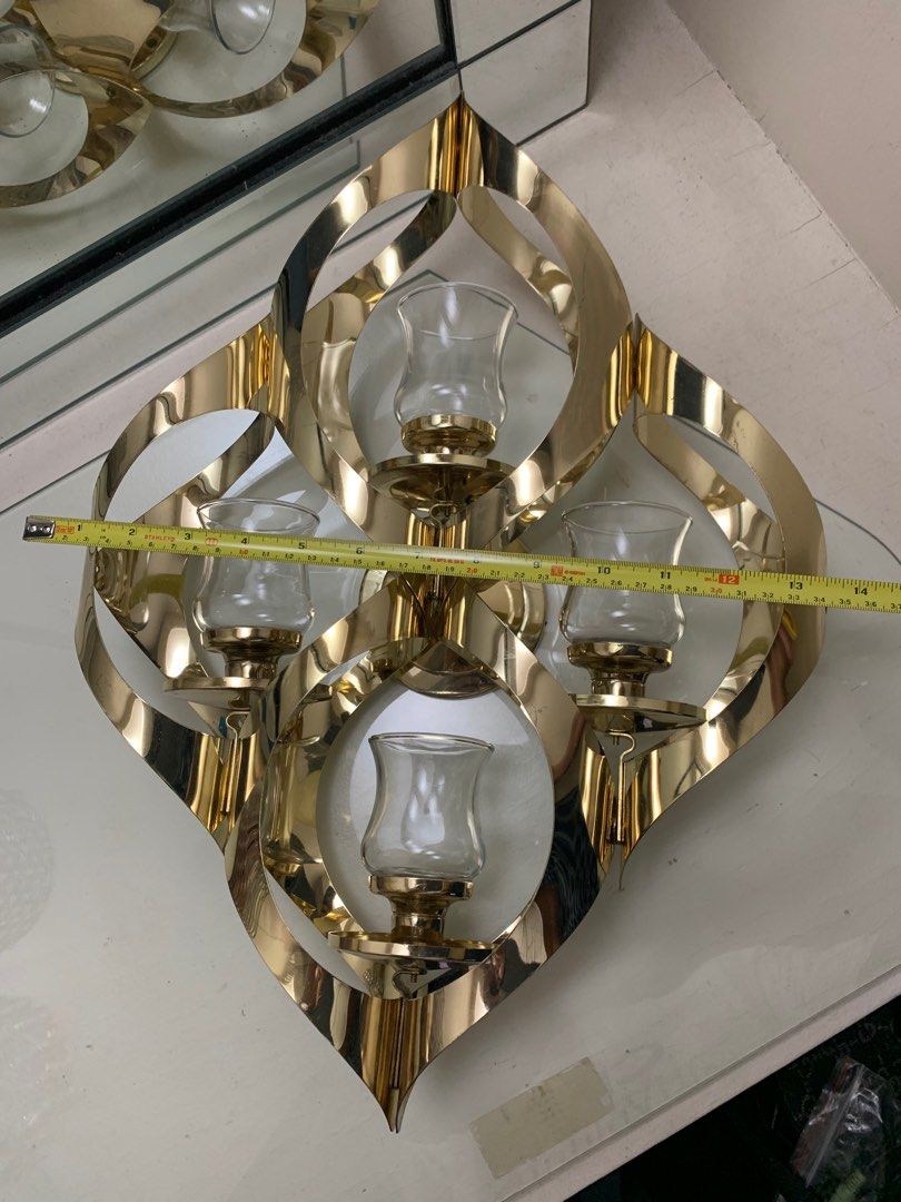 Brass Wall Candle Holder Candelabra, Furniture & Home Living, Home ...