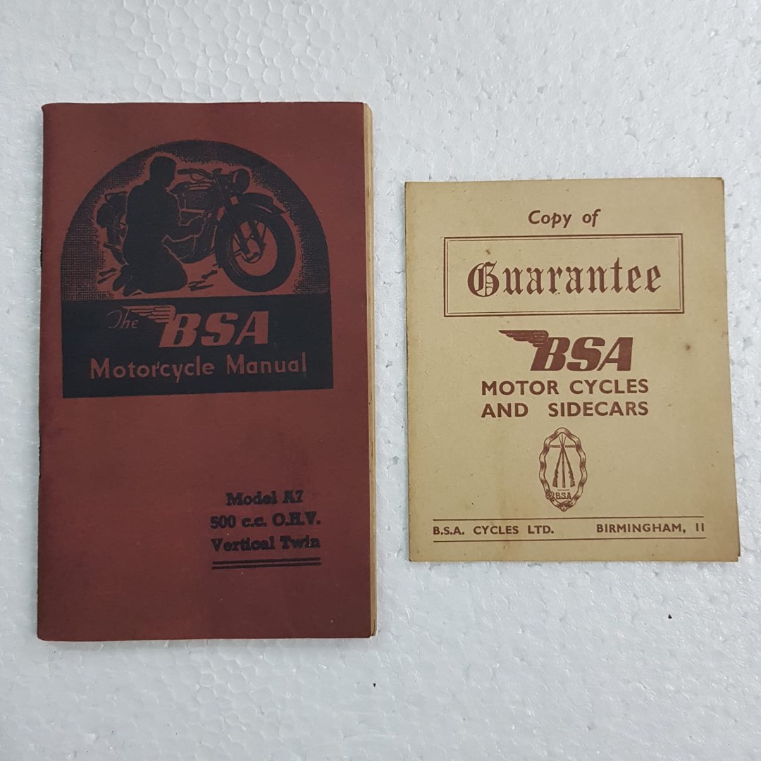 BSA motorcycle manual model A7 500cc O.H.V vertical twin, Hobbies ...