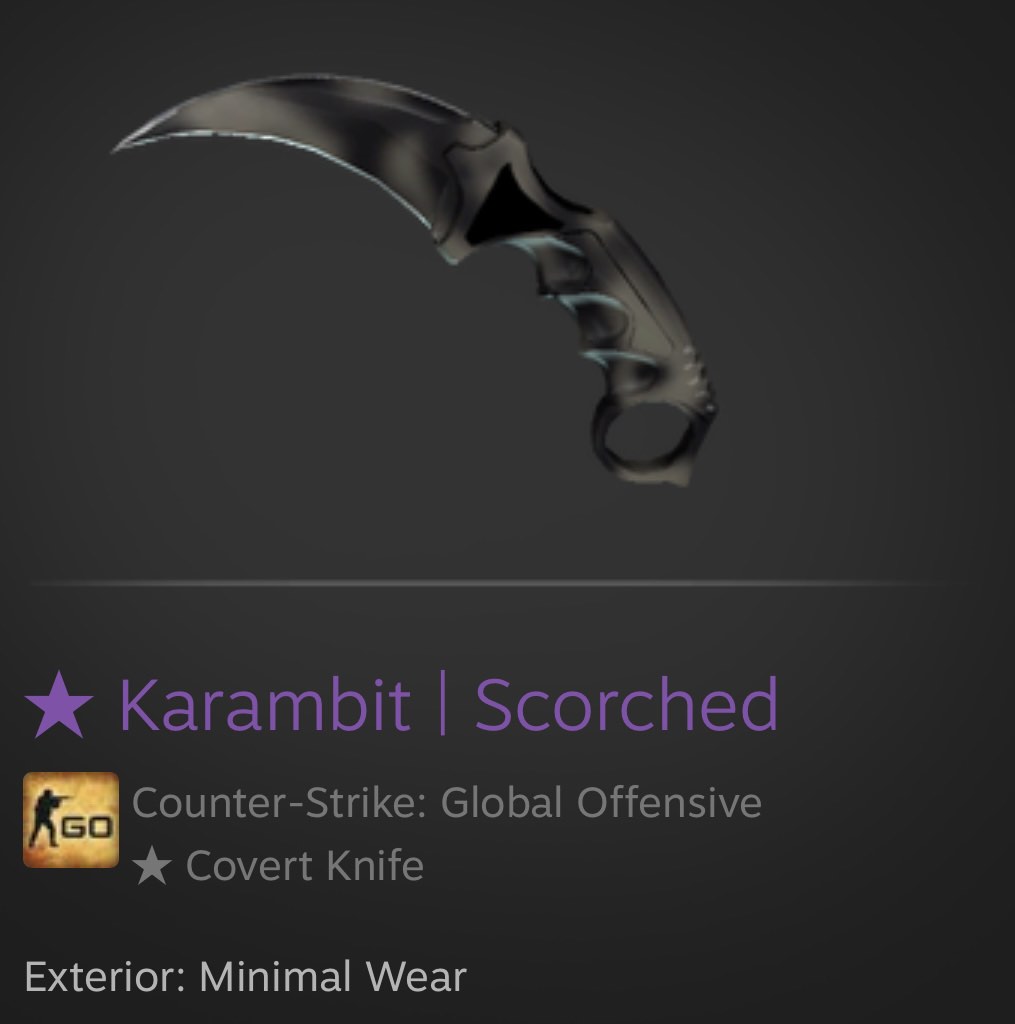 Csgo Karambit scorched, Video Gaming, Gaming Accessories, In-Game ...