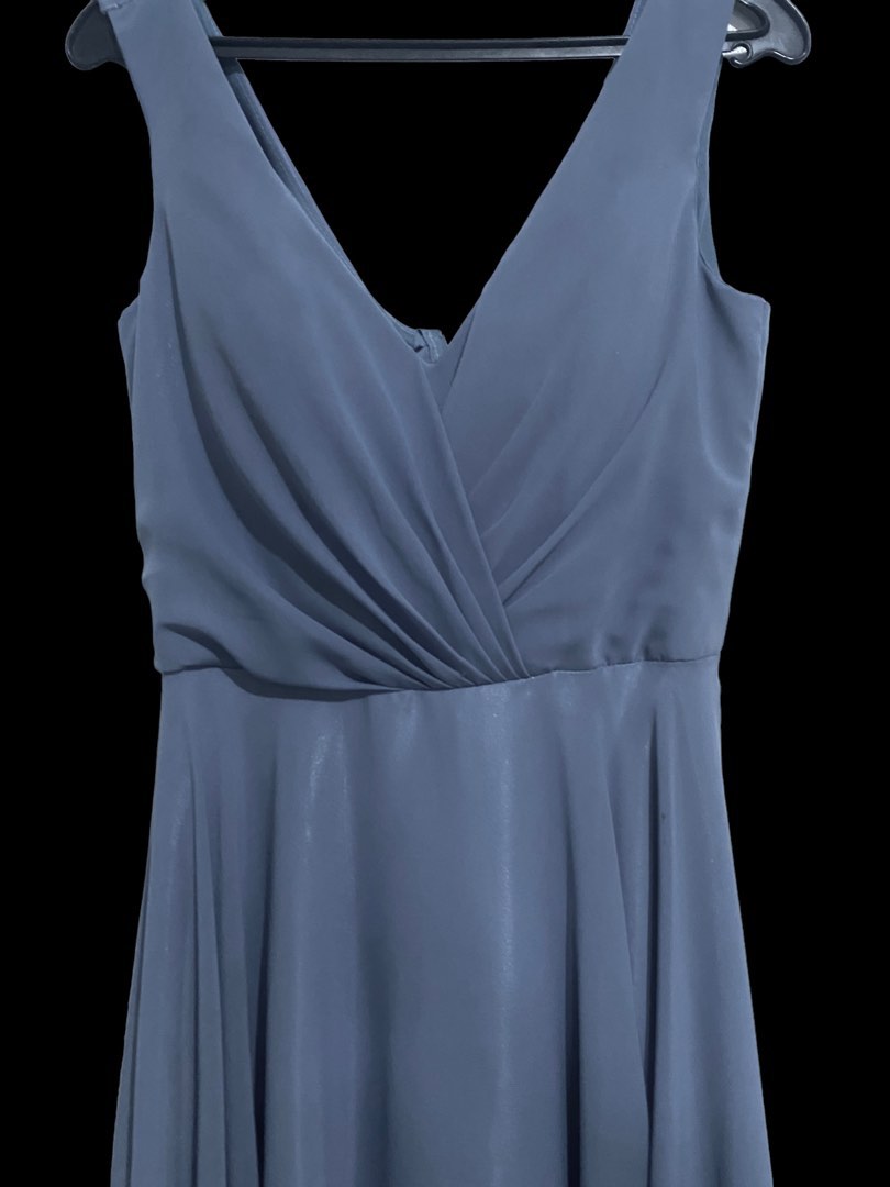 Dusty blue gown chiffon, Women's Fashion, Dresses & Sets, Evening ...