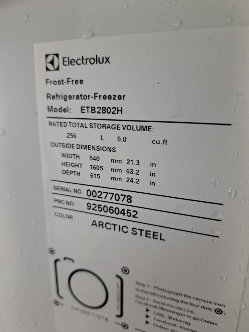 Electrolux Refrigerator Fridge inverter 256L net warranty 2months, TV & Home Appliances, Kitchen ...