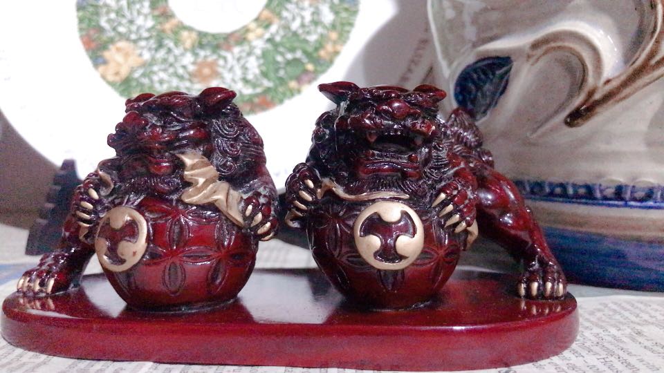 Feng Shui Pair of Red Fu Foo Dogs Guardian Lion Statue!!, Hobbies ...