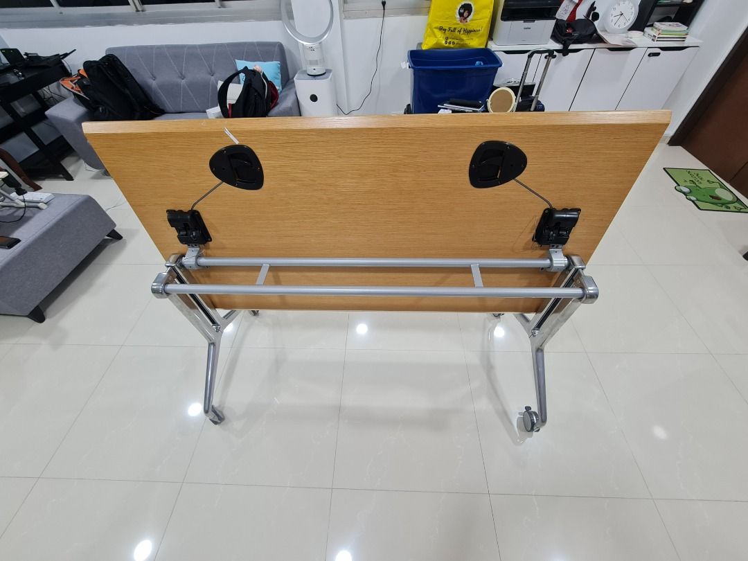 Foldable office table with wheels, Furniture & Home Living, Furniture ...