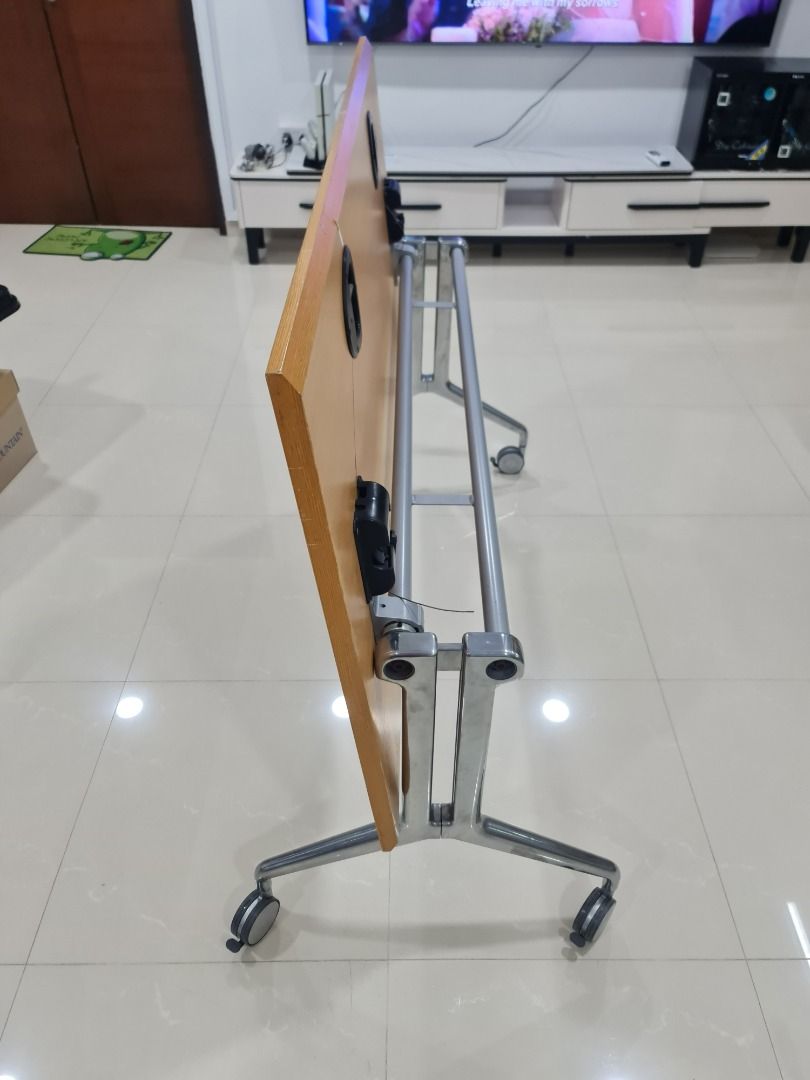 Foldable office table with wheels, Furniture & Home Living, Furniture ...