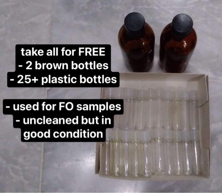 FREE TAKE ALL: brown bottles, small plastic bottles for fragrance oil ...