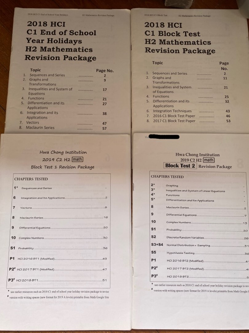 HCI Hwa Chong Math Package, Hobbies & Toys, Books & Magazines ...