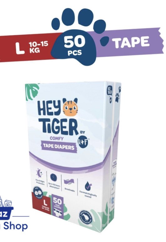 Hey Tiger Tape diapers (L), Babies & Kids, Bathing & Changing, Diapers & Baby Wipes on Carousell