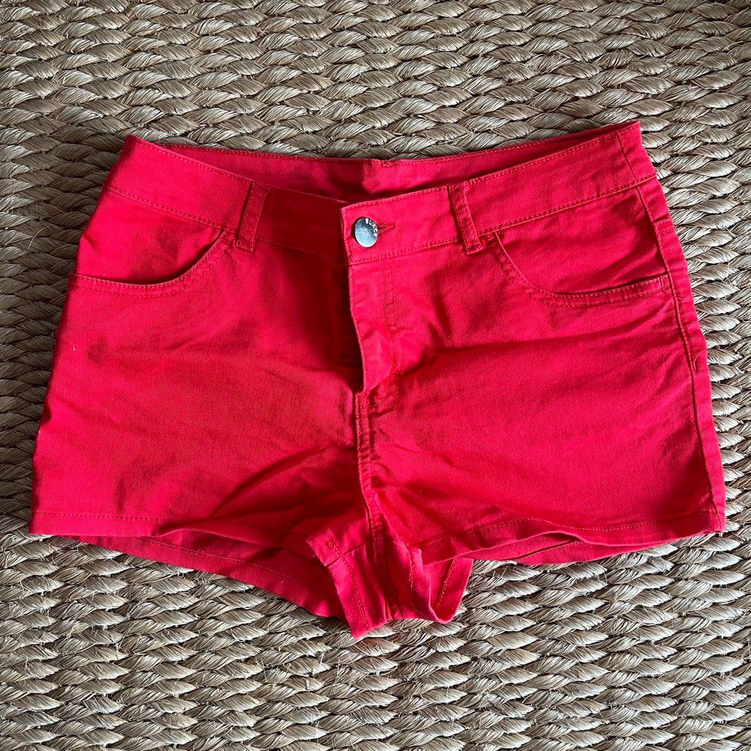 Handm Red Booty Short Shorts Womens Fashion Bottoms Shorts On Carousell