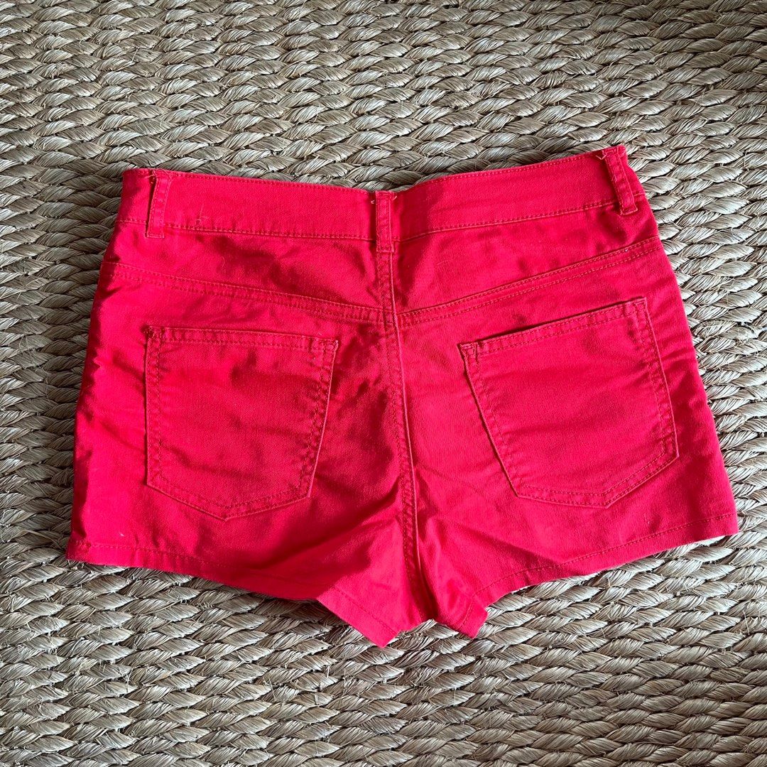 Handm Red Booty Short Shorts Womens Fashion Bottoms Shorts On Carousell