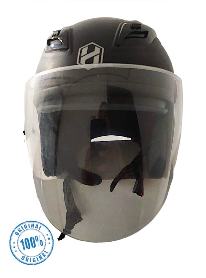 HNJ ORIGINAL HELMET MATTE BLACK HALF FACE, Motorbikes, Motorbike Parts ...