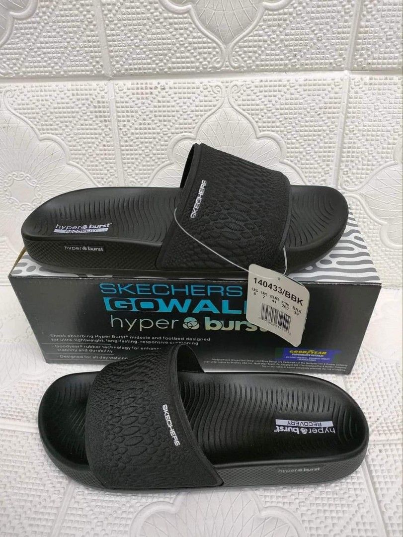 Skechers Hyper burst, Men's Fashion, Footwear, Slippers & Slides on Carousell